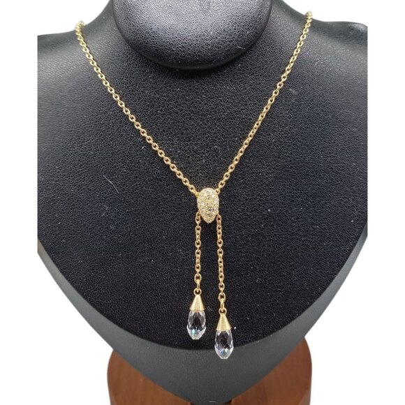 Swarovski | Jewelry | Swarovski Gold Necklace With Crystal Accents ...